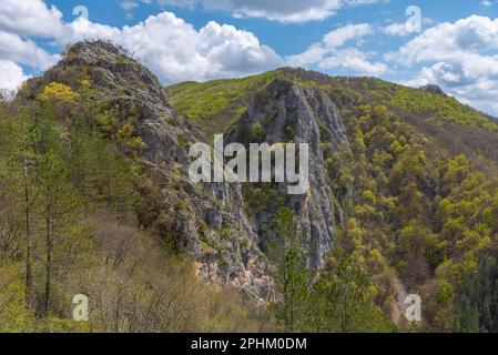 Aerial view of Erma River Gorge near town of Tran, Bulgaria Stock Photo ...
