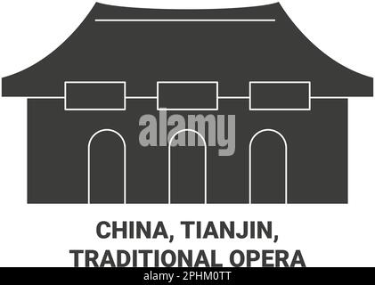 China, Tianjin, Traditional Opera travel landmark vector illustration ...
