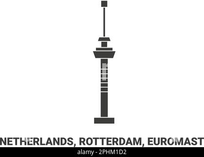 Netherlands, Rotterdam, Euromast, travel landmark vector illustration ...