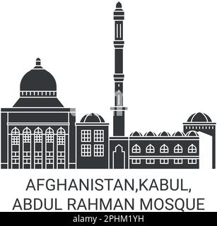 Afghanistan, Kabul tourism landmarks, vector city travel illustration ...