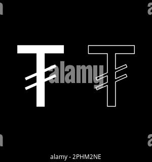 Symbol Tugrik Mongolia currency MNT money set icon grey black color ...