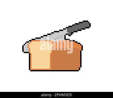 Sliced bread pixel art. Pixelated Food rooty. 8 bit vector illustration ...