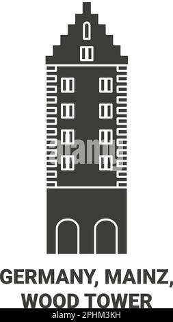 Germany, Mainz, Wood Tower travel landmark vector illustration Stock ...