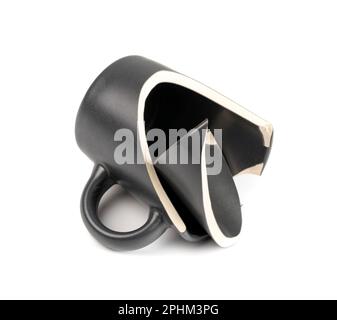 Broken Mug Isolated, Black Ceramic Cup Pieces, Smashed Teacup, Careless ...