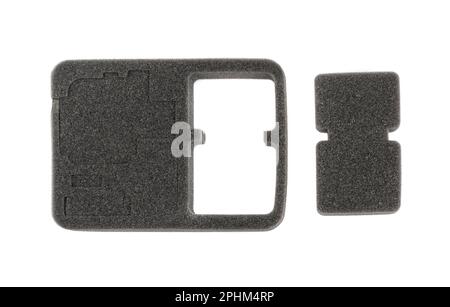 Packaging foam for electronic equipment isolated. Gray sponge pad for ...