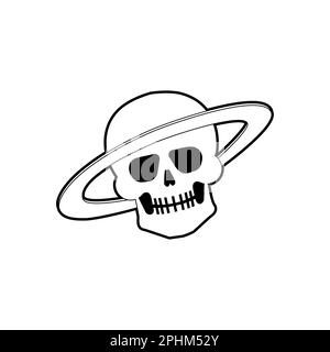 Skull planet. Skeleton head and ring of jupiter Stock Vector Image ...