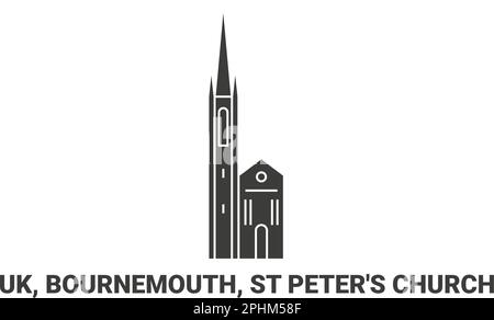 England, Bournemouth, St Peter's Church, travel landmark vector ...