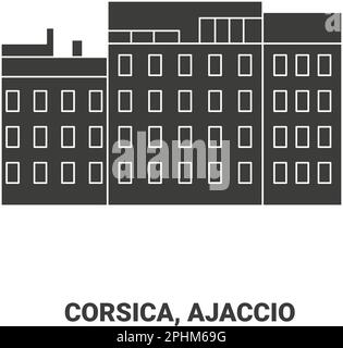 France, Corsica, Ajaccio, Tour De Capitello travel landmark vector ...