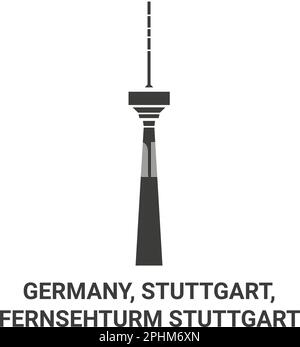 Germany, Stuttgart, Fernsehturm Stuttgart travel landmark vector illustration Stock Vector Image ...