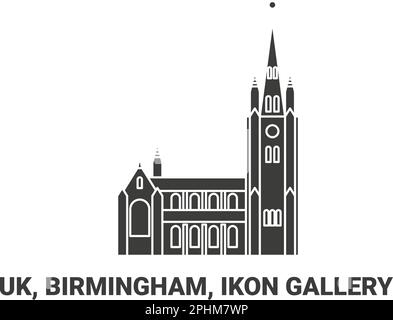 England, Birmingham, Ikon Gallery, travel landmark vector illustration ...