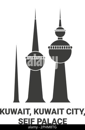 Kuwait City, Seif Palace, travel landmark vector illustration Stock ...