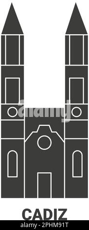 Spain, Cadiz, Castle Of San Sebastian travel landmark vector ...