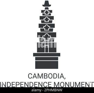 The Independence Monument in Phnom Penh. Hand drawn ink vector ...