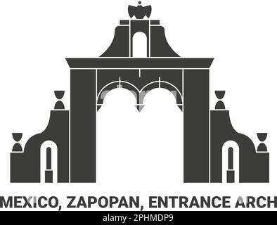 Mexico, Zapopan tourism landmarks, vector city travel illustration ...
