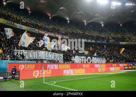 Romanian fans during Euro 2024 qualification game Romania vs Belarus ...