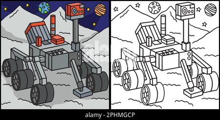 Curiosity Mars Rover Coloring Page for Kids Stock Vector Image & Art ...
