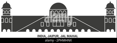India, Jaipur, Nahargarh Fort travel landmark vector illustration Stock ...