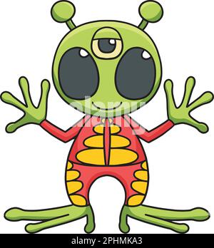 Space Alien Cartoon Colored Clipart Illustration Stock Vector Image ...