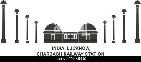 India, Lucknow, Lucknow Railway Station travel landmark vector ...