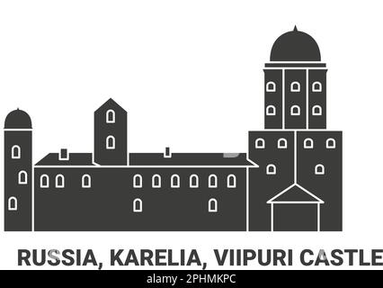 Russia, Karelia, Viipuri Castle, travel landmark vector illustration ...