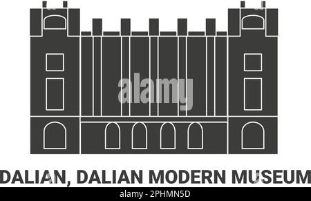 China, Dalian, Dalian Modern Museum, travel landmark vector ...