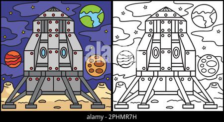 Lunar Lander Cartoon Colored Clipart Illustration Stock Vector Image ...