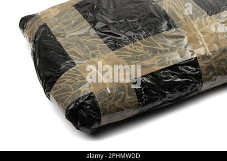 Seized drug bag isolated. Drugs package, heroin bricks, cocain pack ...