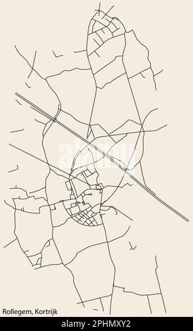 Street roads map of the ROLLEGEM MUNICIPALITY, KORTRIJK Stock Vector ...