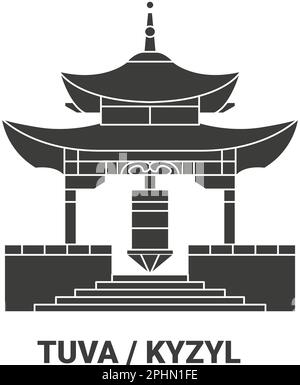 Russia, Tuva, Kyzyl travel landmark vector illustration Stock Vector ...