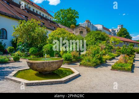 Garden of Willibaldsburg castle in German town Eichstätt Stock Photo ...