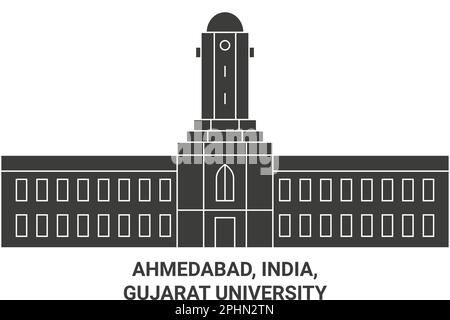 India, Ahmedabad, Gujarat University travel landmark vector ...