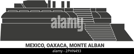 Mexico, Oaxaca, Monte Alban travel landmark vector illustration Stock ...