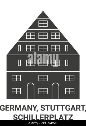Germany, Stuttgart, Schillerplatz travel landmark vector illustration Stock Vector Image & Art ...