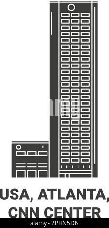 Usa, Atlanta, Cnn Center travel landmark vector illustration Stock ...