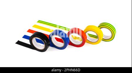 Blue Red Electrical Tape Lines Isolated, Plastic Duct Tape Rolls ...