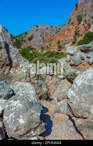 Greece, Crete, Kato Zakros, Gorge of the Dead, woman hiking Stock Photo ...