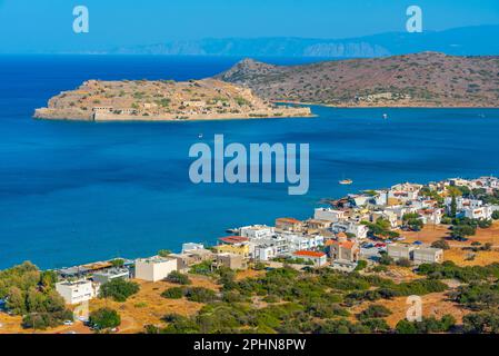 Panorama view over Spinalonga island at Crete, Greece Stock Photo - Alamy
