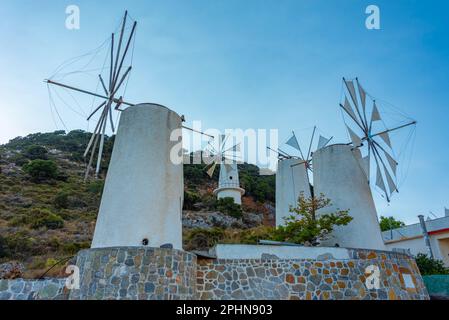 Windmills of Seli Ambelou at Greek island Crete Stock Photo - Alamy