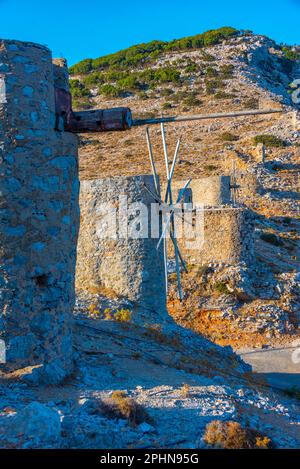 Windmills of Seli Ambelou at Greek island Crete Stock Photo - Alamy