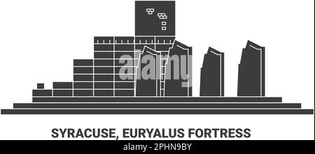Italy, Syracuse, Euryalus Fortress, travel landmark vector illustration ...
