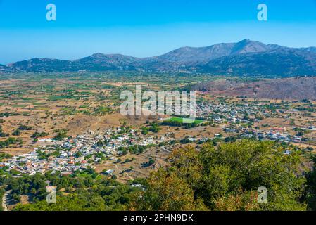 Aerial view of Agios Georgios and Avrakontes villages at Lasithi ...