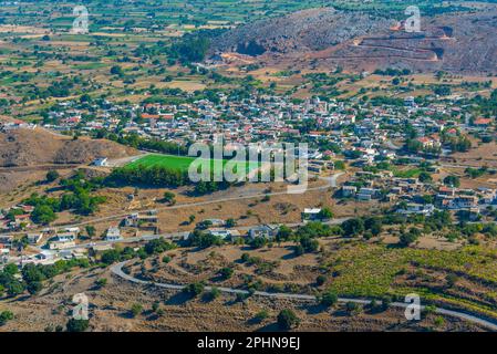 Aerial view of Agios Georgios and Avrakontes villages at Lasithi ...
