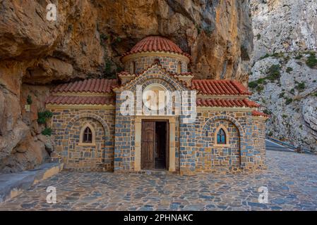 Saint Nicholas Church at Kotsifou canyon at Crete, Greece Stock Photo ...