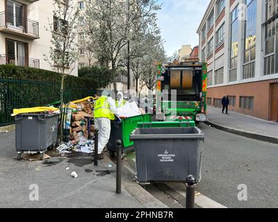 Paris, France, French Garbage Workers Strike, Piles of Garbage PIled up ...