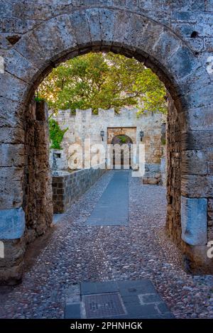 Sunrise view of the Amboise gate of Rhodes in Greece Stock Photo - Alamy