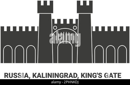 Russia, Kaliningrad, King's Gate, travel landmark vector illustration ...