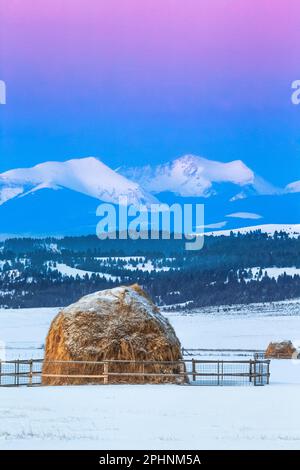 pre-dawn sky over haystacks and the flint creek range near avon ...