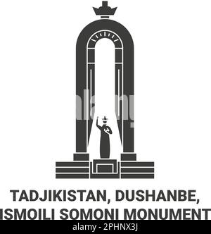 Tadjikistan, Dushanbe, Ismoili Somoni Monument travel landmark vector ...
