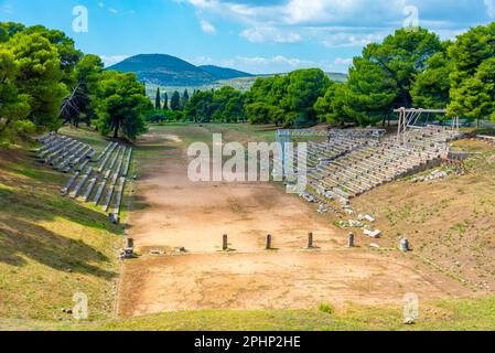 Ancient stadium at the Sanctuary of Asklepios at Epidaurus in Greece ...