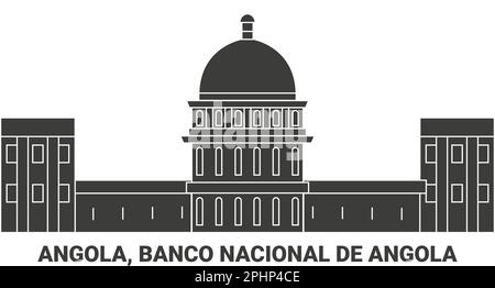 Angola, Banco Nacional De Angola, travel landmark vector illustration ...